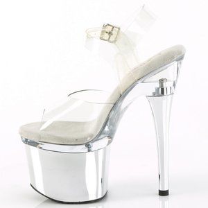Shoes | Platform Clear Chrome High Heel Shoes | Poshmark